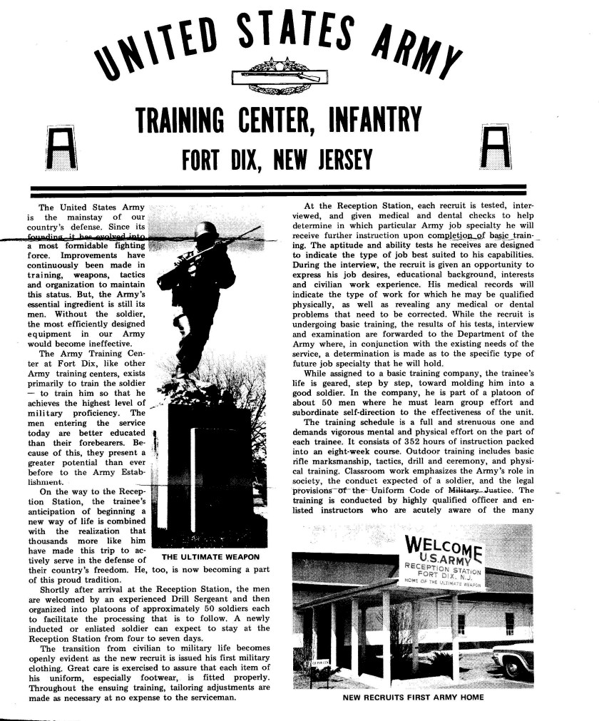 Fort Dix Basic Training Letter – RUCKSACK GRUNT – A Vietnam Veteran's ...